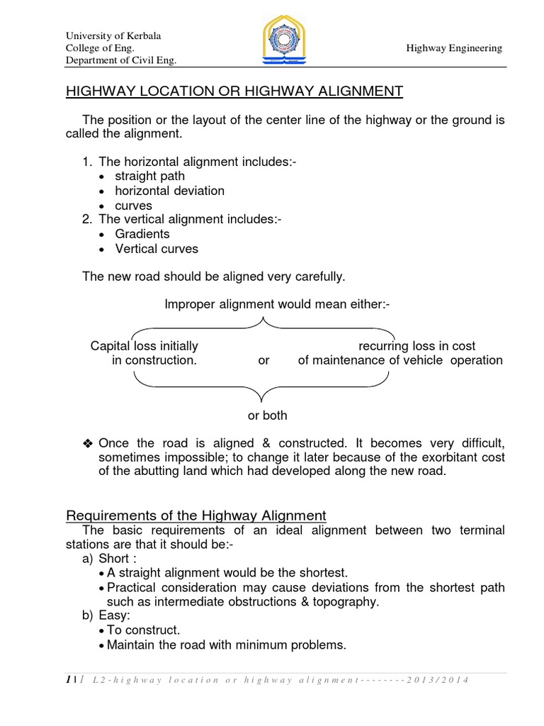 Highway Alignment Guidelines | PDF | Road | Topography
