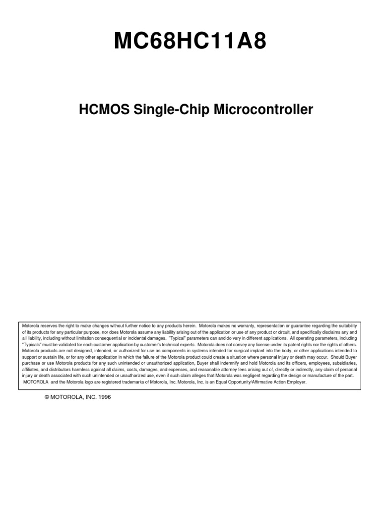 MC68HC11 | PDF | Microcontroller | Input/Output