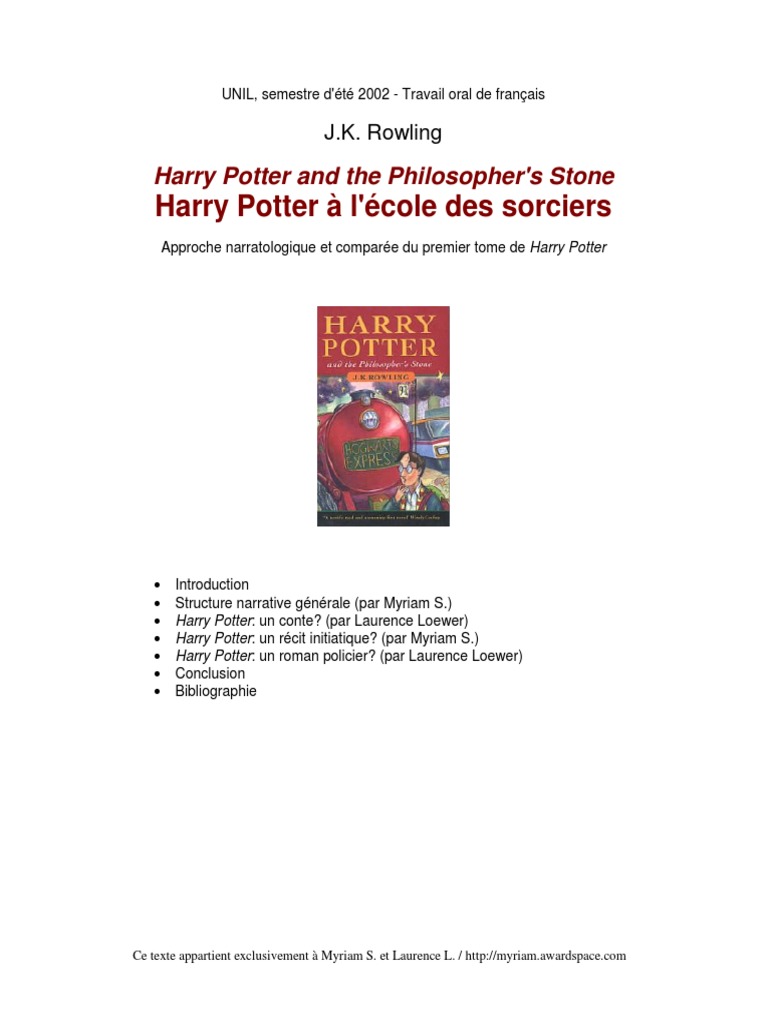 Analyse narratologique de Harry Potter | PDF | Harry Potter | Romains ...