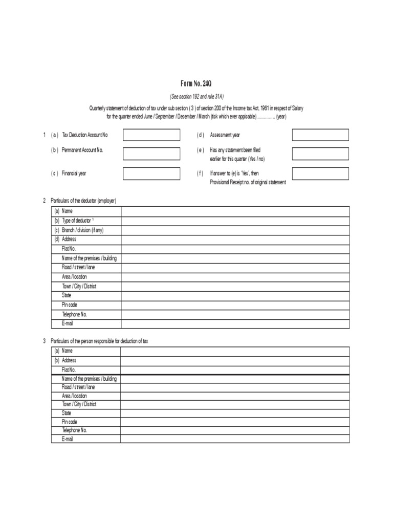 Form No. 24Q: (See Section 192 and Rule 31A) | PDF | Salary | Payments