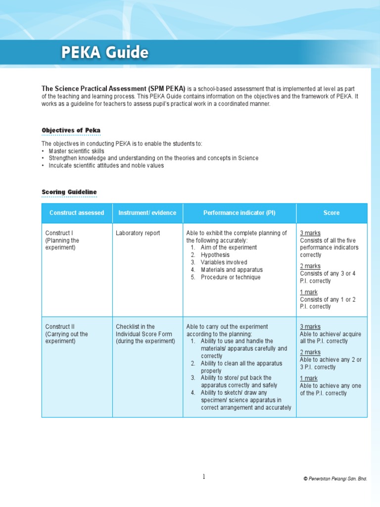 Peka Guide (Science Form 4) | PDF | Experiment | Educational Assessment