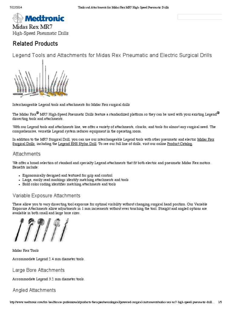 Tools and Attachments For Midas Rex mr7 High-Speed Pneumatic Drills ...