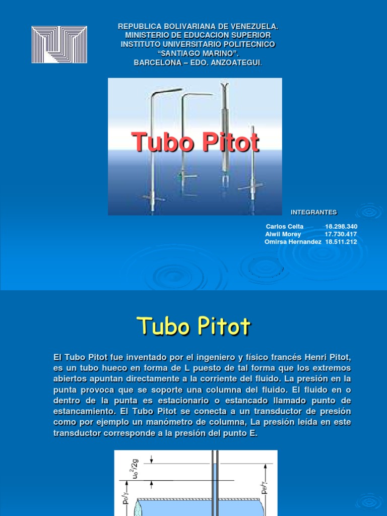 Funcionamiento y Aplicaciones del Tubo Pitot | PDF | Presión | Fluido