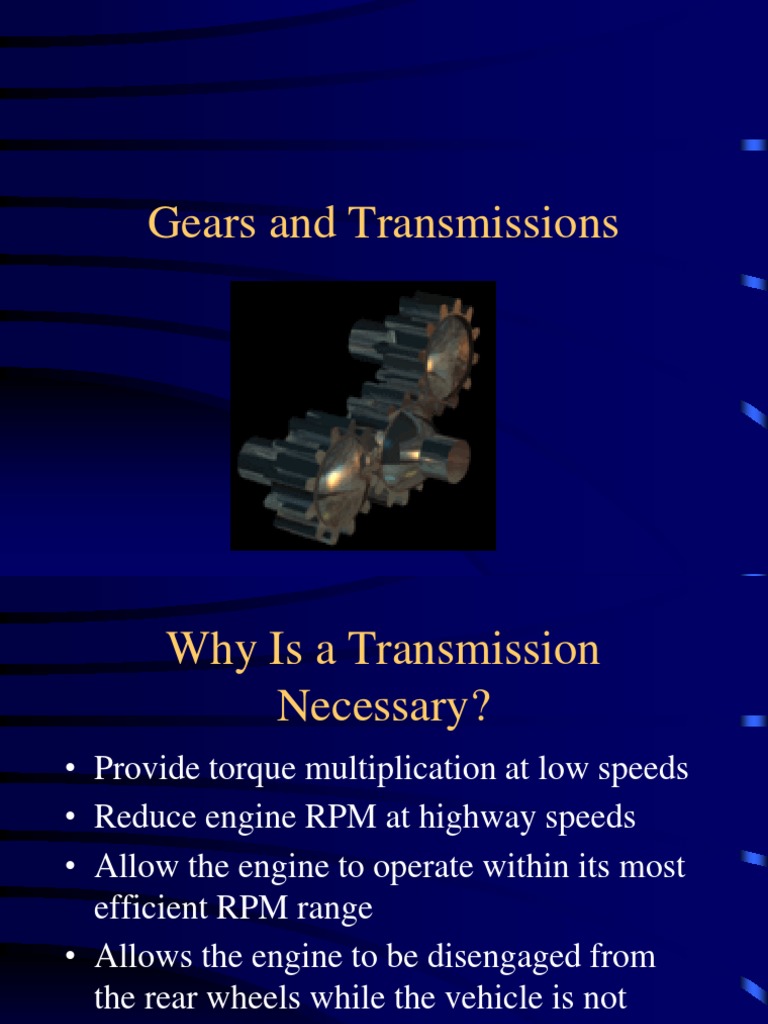 Gears and Transmissions | PDF | Transmission (Mechanics) | Automatic ...