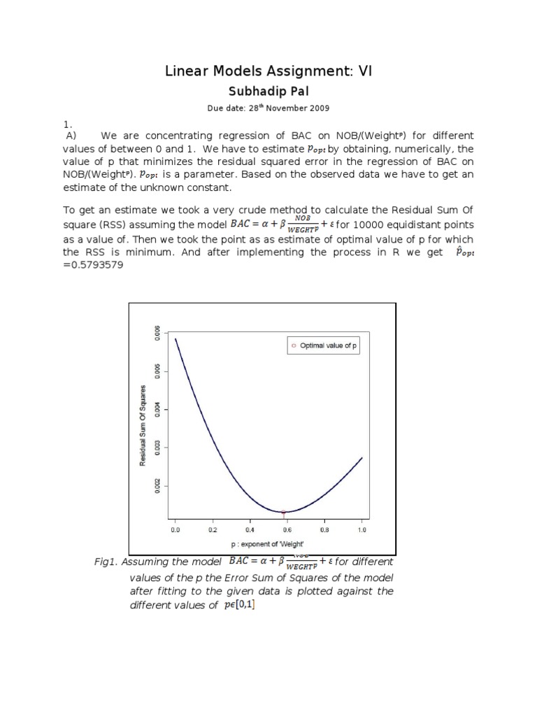 Linear Models Assignment: VI | PDF | Errors And Residuals | Multivariate Statistics