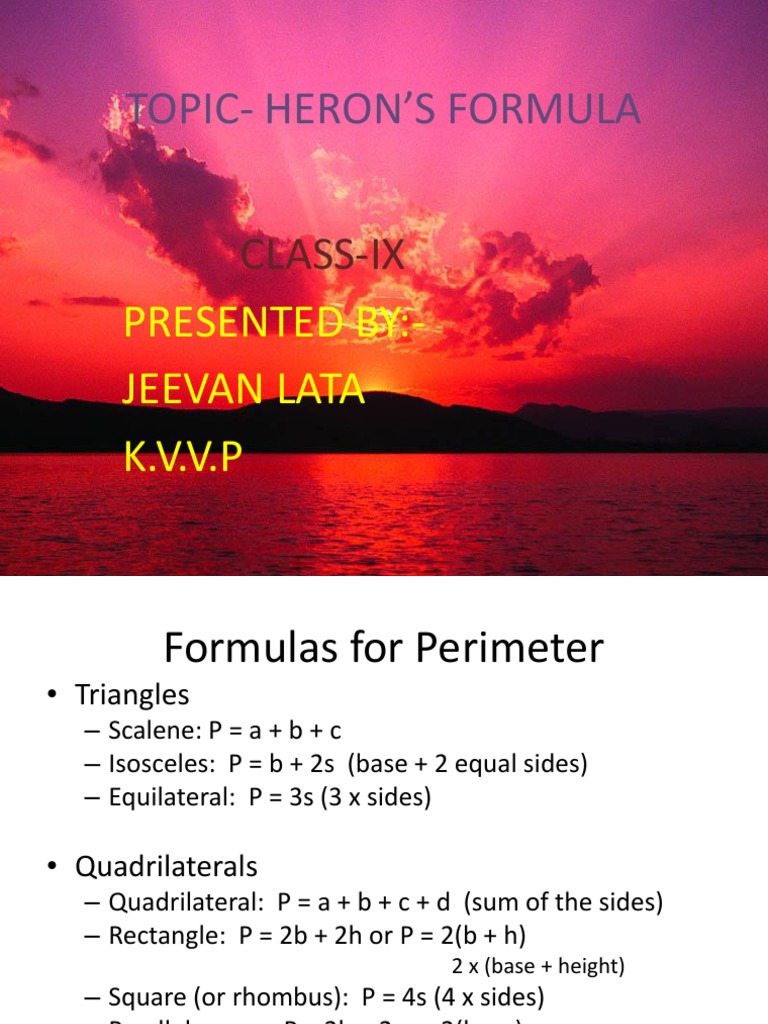 Hero's Formula | PDF | Triangle | Area