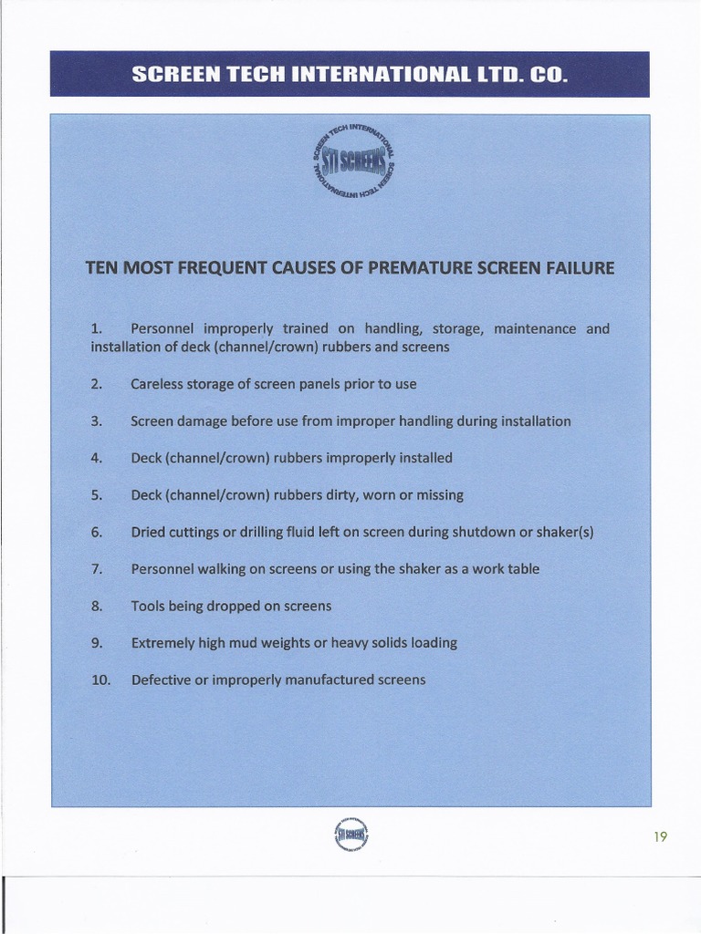 Common Causes For Screen Failure | PDF