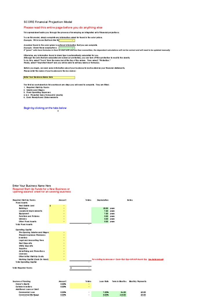 Score Financial Projection Template - 1 | Download Free PDF ...