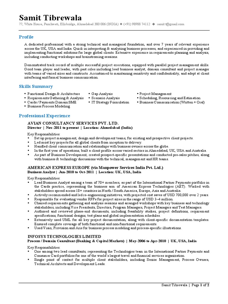 Samit Tibrewala - CV | PDF | Master Of Science | Project Management
