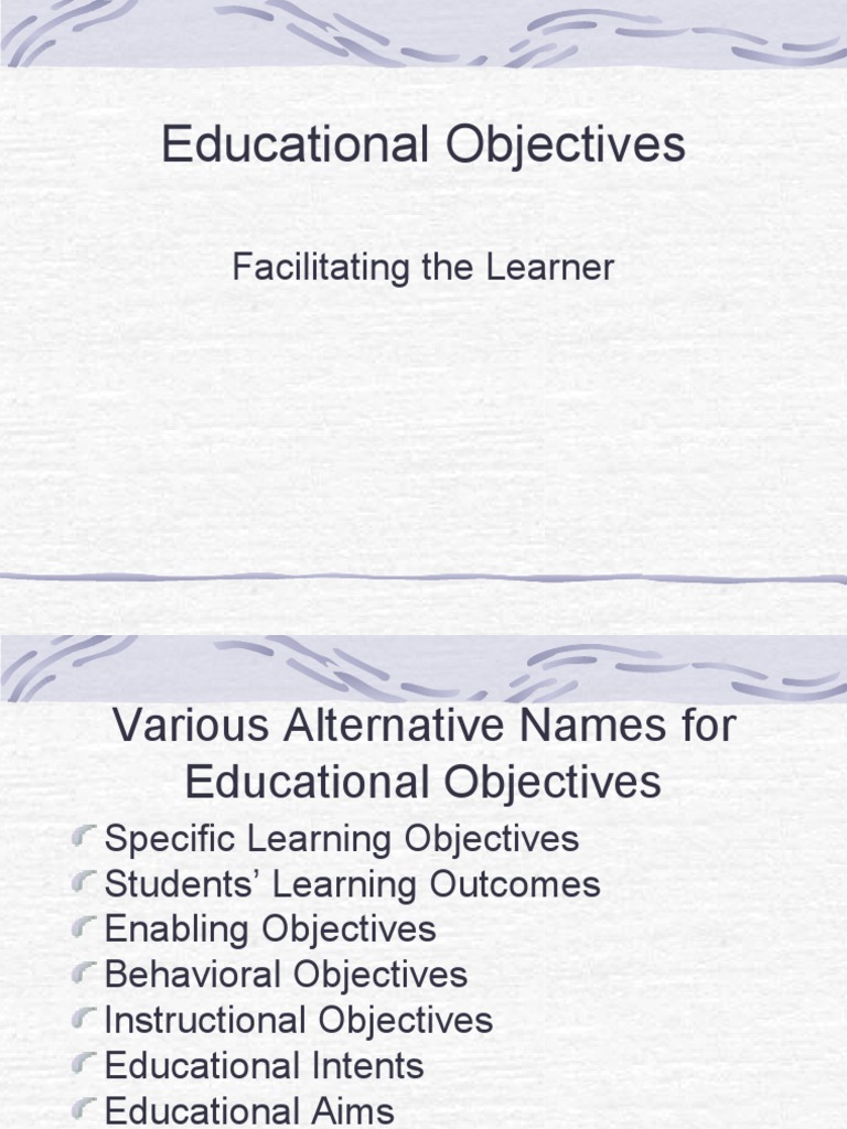 Educational Objectives | PDF | Mental Processes | Learning