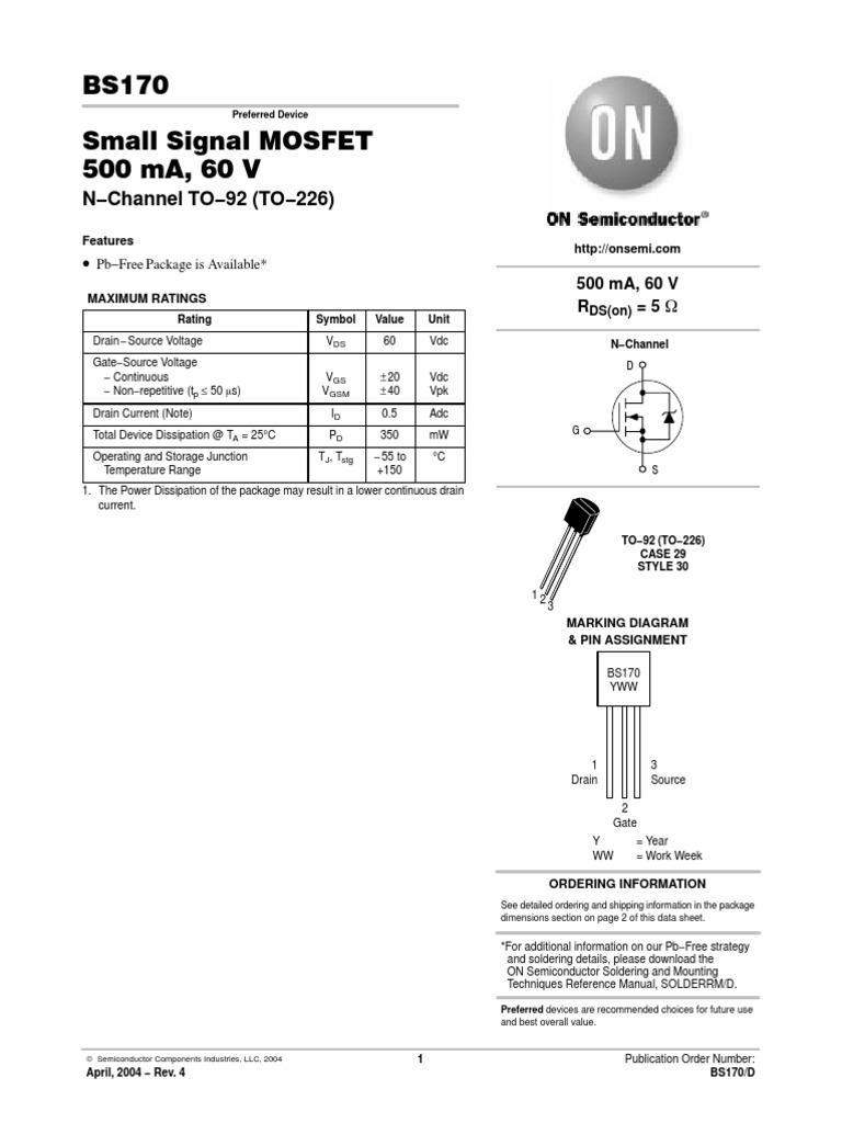 Bs 170 | PDF | Field Effect Transistor | Mosfet