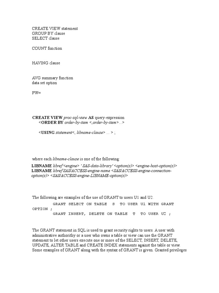 Create View Statement | PDF | Database Index | Information Technology Management