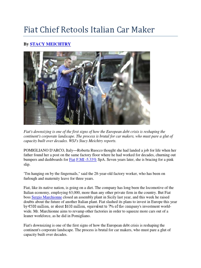 Fiat Chief Retools Italian Car Maker | PDF | Vehicles | Automobiles