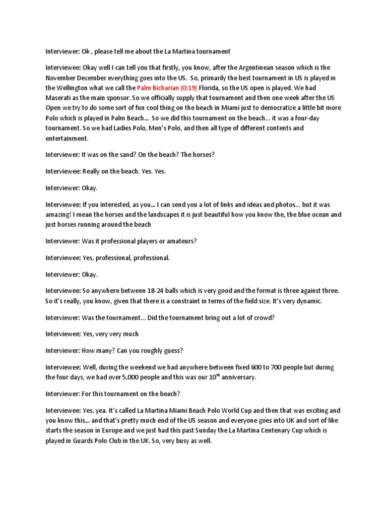 Transcription of Adrian Simonetti La Martina Interview | PDF | Brand ...