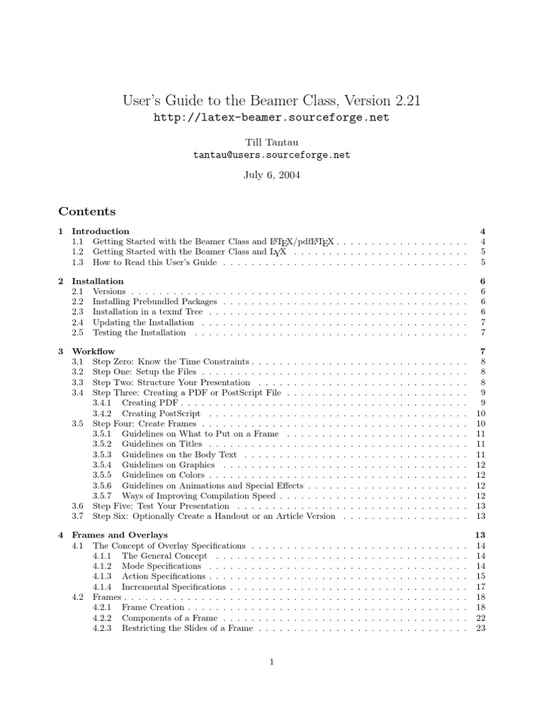 Beamer User Guide | PDF | Te X | Portable Document Format