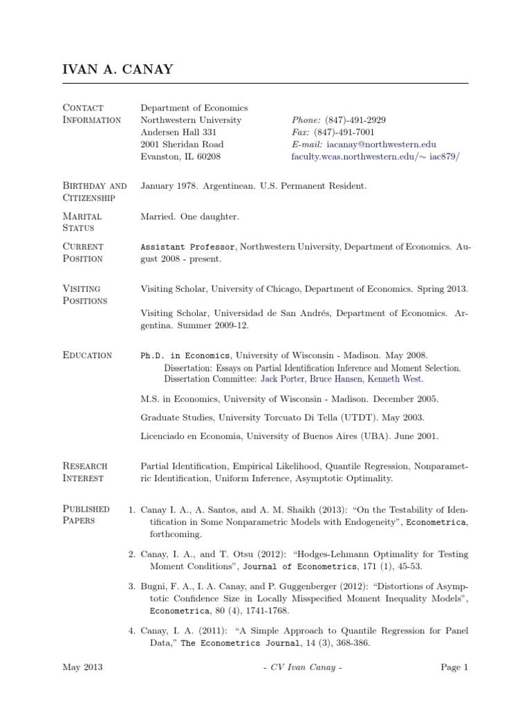 Ivan Canay | PDF | Econometrics | Argentina