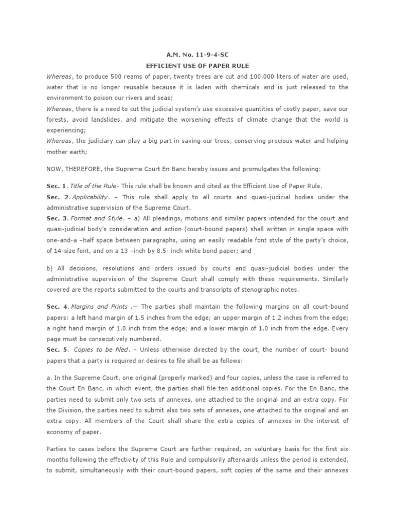 Efficient Use of Paper Rule | PDF | Supreme Courts | Supreme Court Of ...
