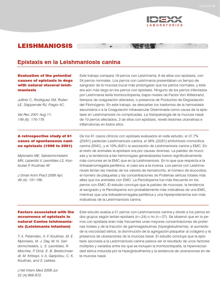 Epistaxis en perros con Leishmaniosis | PDF | Leishmania | Coagulación