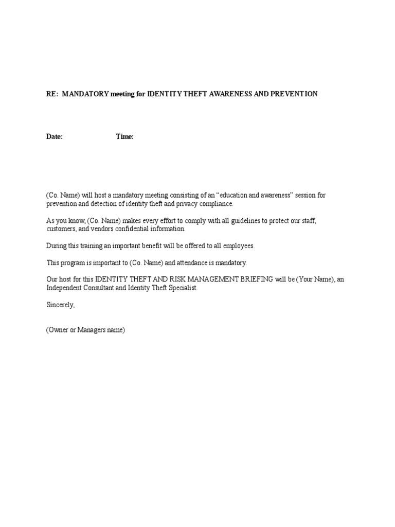 Letter For Mandatory Meeting | PDF