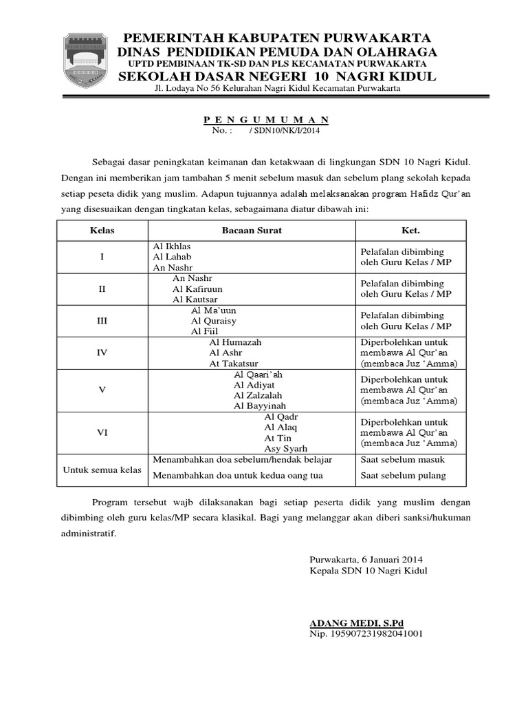 Program BTQ Kelas | PDF