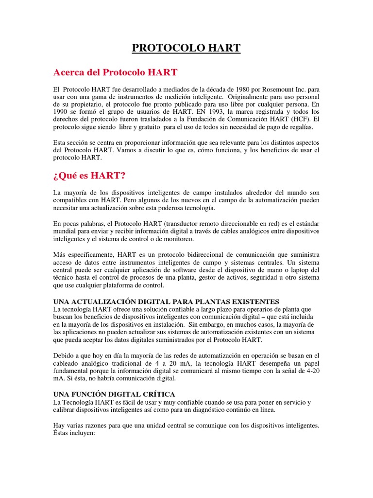 Protocolo Hart | PDF | Inalámbrico | Red de computadoras