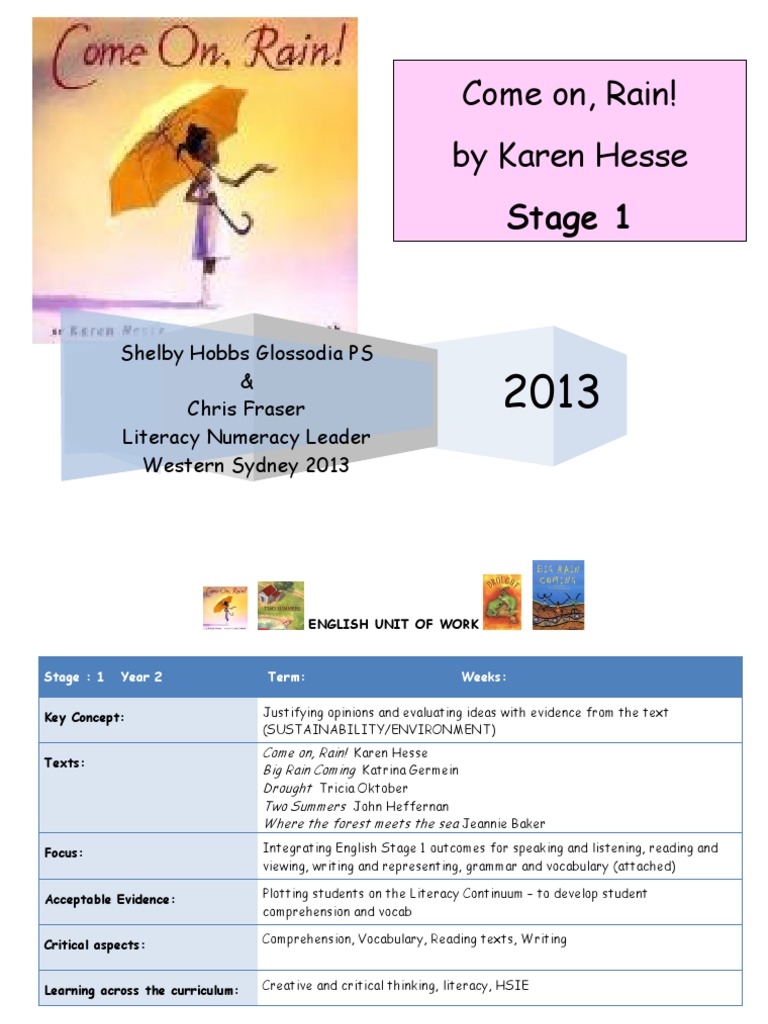 Come On Rain s1 | PDF | Reading Comprehension | Phonics