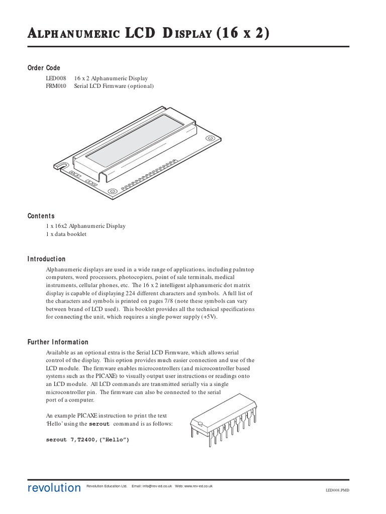 LED 16x2 Interfacing | PDF | Liquid Crystal Display | Microcontroller