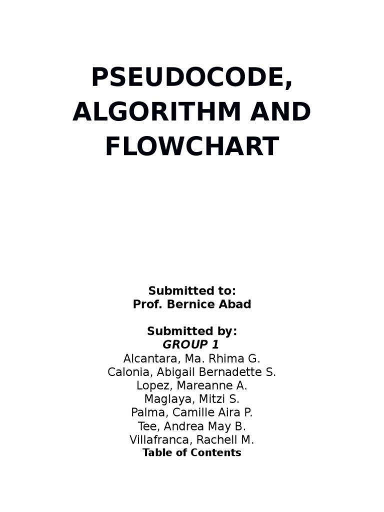 (Group 1 - Written Report) Pseudocode, Algorithm and Flowchart | PDF | Mathematical Concepts ...