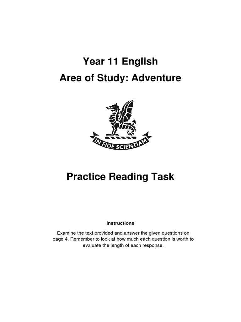 Year 11 English Area of Study: Adventure | PDF