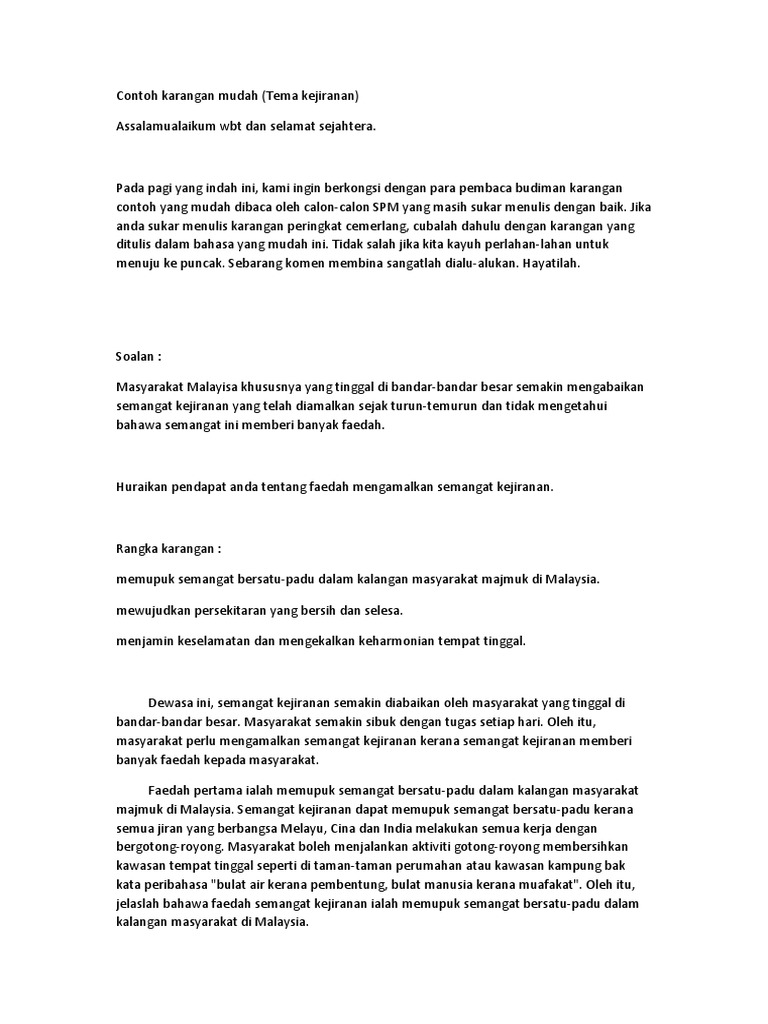 Contoh Karangan Mudah | PDF