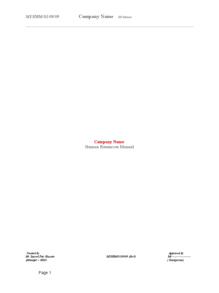 Sample HR Manual | PDF | Human Resource Management | Employment