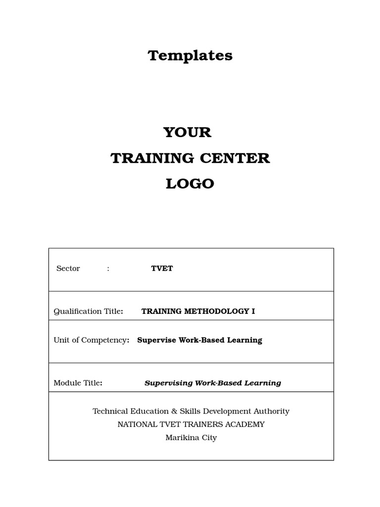 Supervised Work-based Learning Templates | Competence (Human Resources ...
