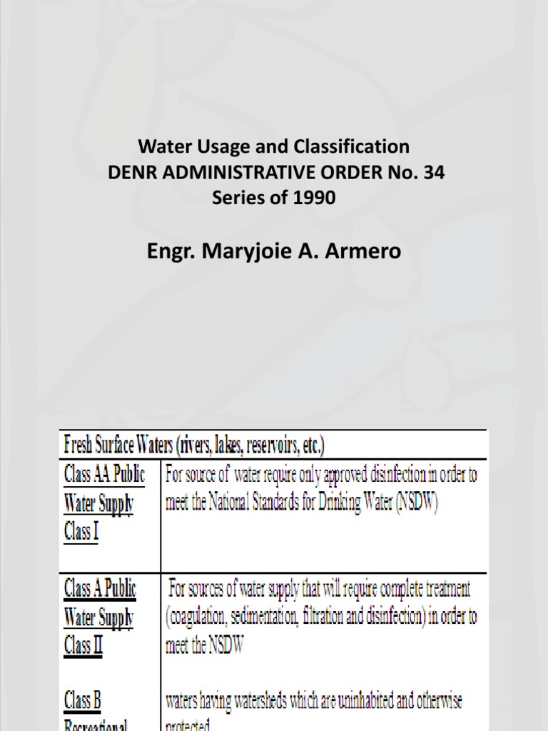 Water Usage and Classification | PDF
