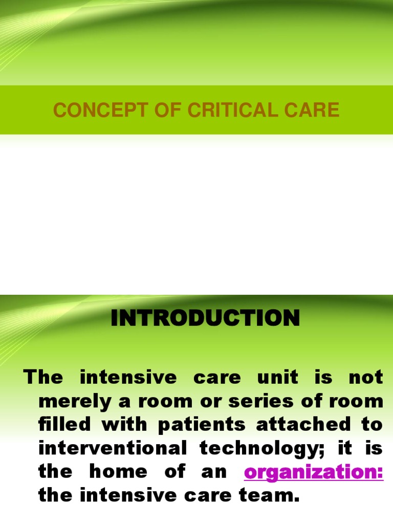 Concept of Critical Care | PDF | Intensive Care Unit | Intensive Care ...