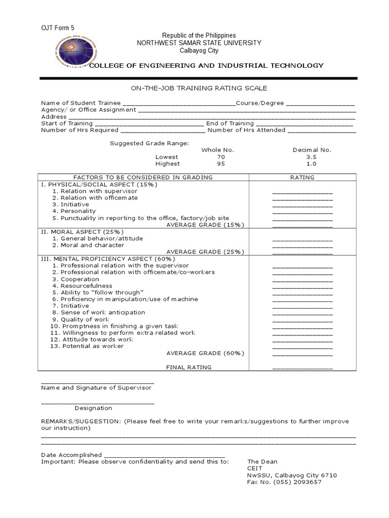 OJT Form 5 | PDF