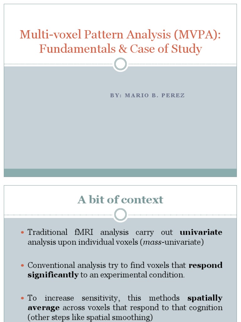 MVPA in fMRI: Fundamentals & Case Study | PDF | Statistical ...