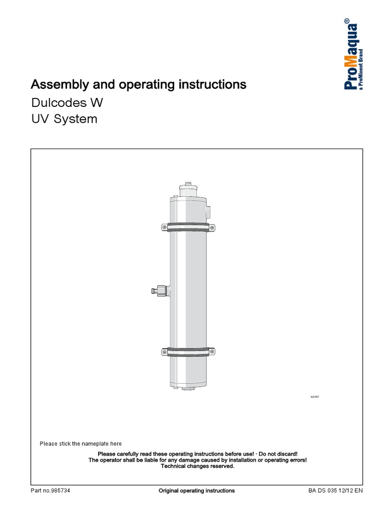 ProMinent UV Ingles | PDF | Ultraviolet | Relay