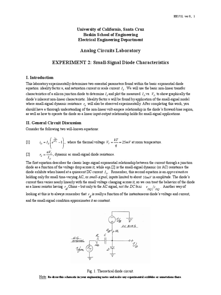 Lab2 Small Signal Diode | PDF | Diode | Electrical Network