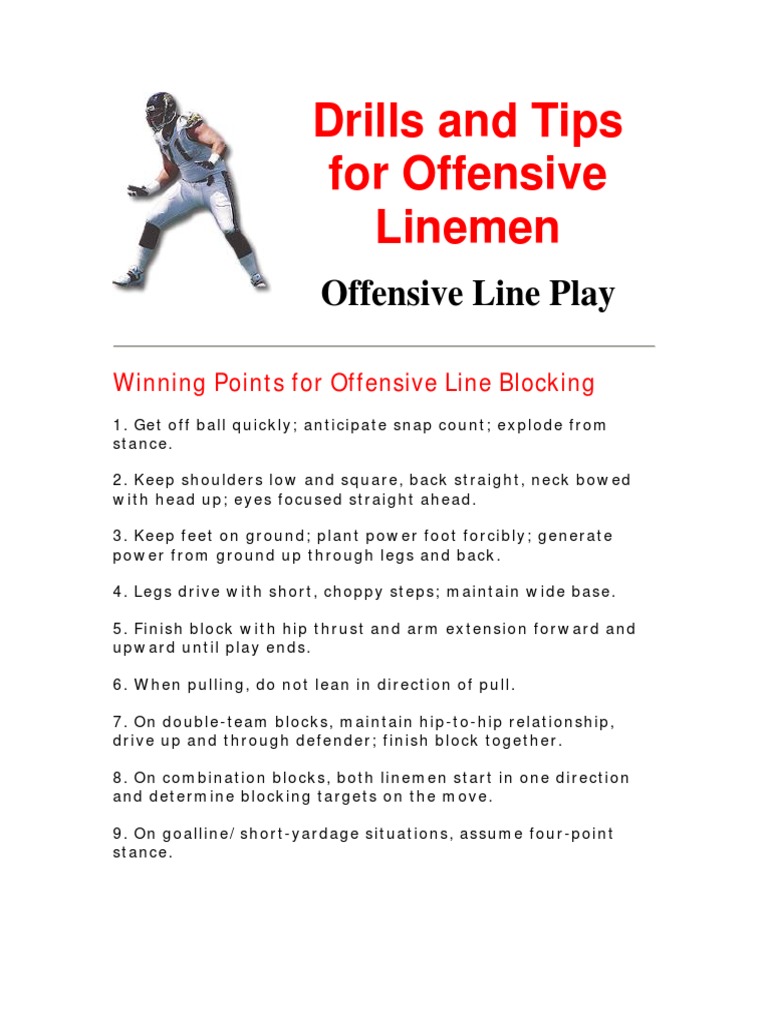 Tips and Drills For Offensive Linemen | PDF | Quarterback | Ball Games