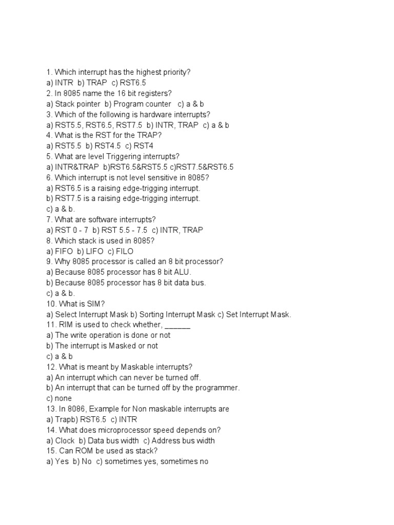 1000+ Microprocessor 8085,8086 MCQ | PDF | Random Access Memory ...