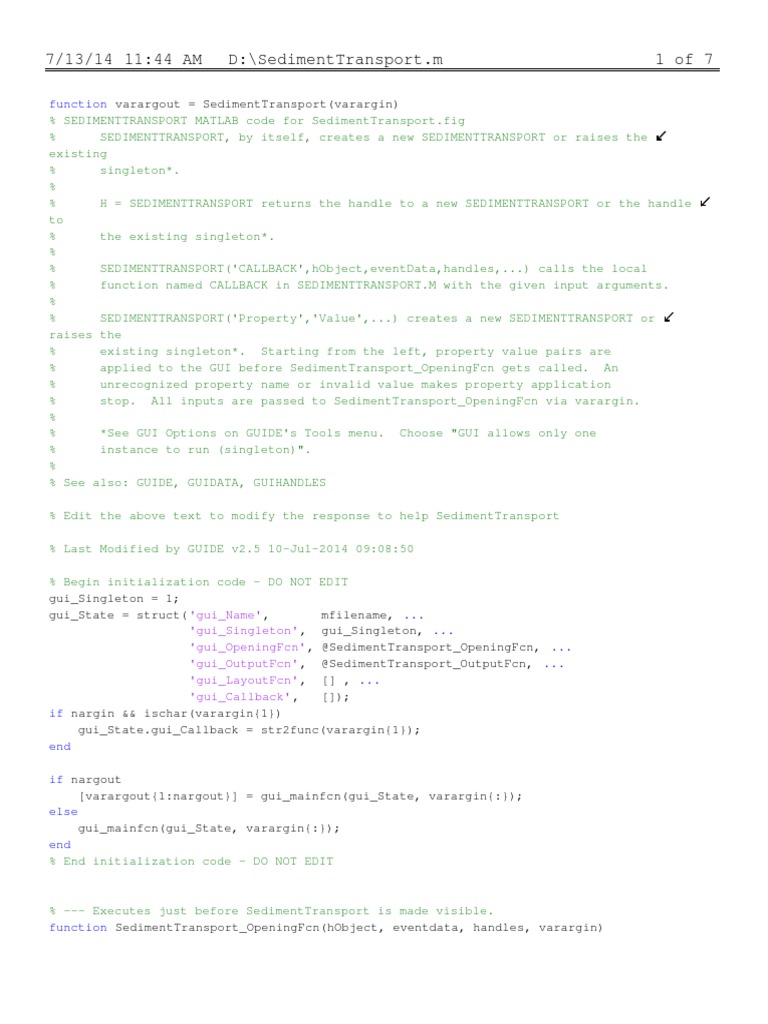 Sediment Transport Matlab Code Pdf Matlab Command Line Interface 9828