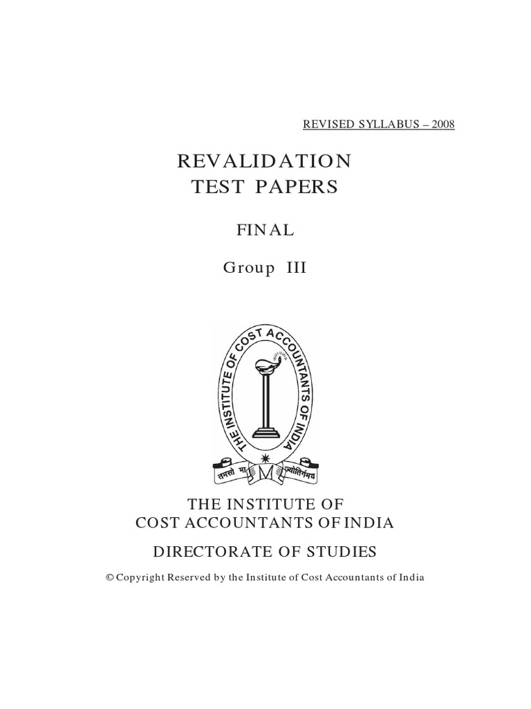 Revalidation Test Paper Question GR III | PDF | Stocks | Risk