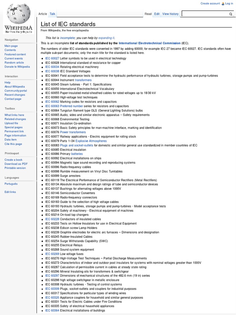 List of IEC Standards Wikipedia, The FR | PDF | Photovoltaic System ...