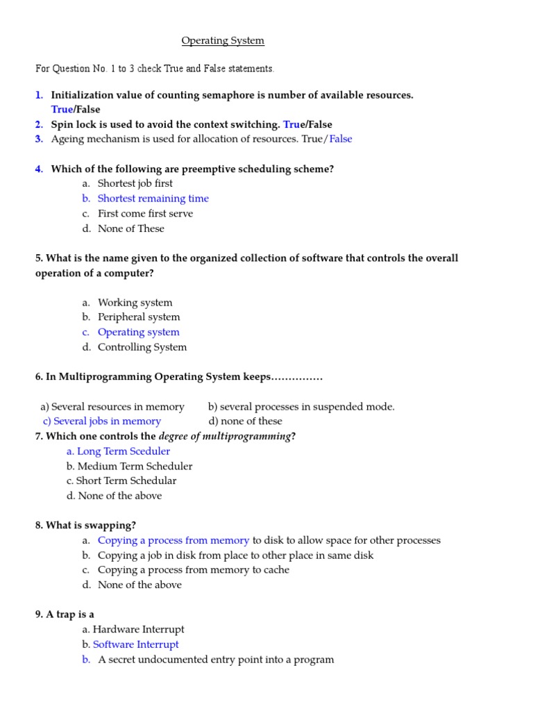 Cdac Hyderabad RTOS - Feb - Aug Ans | PDF | Scheduling (Computing ...