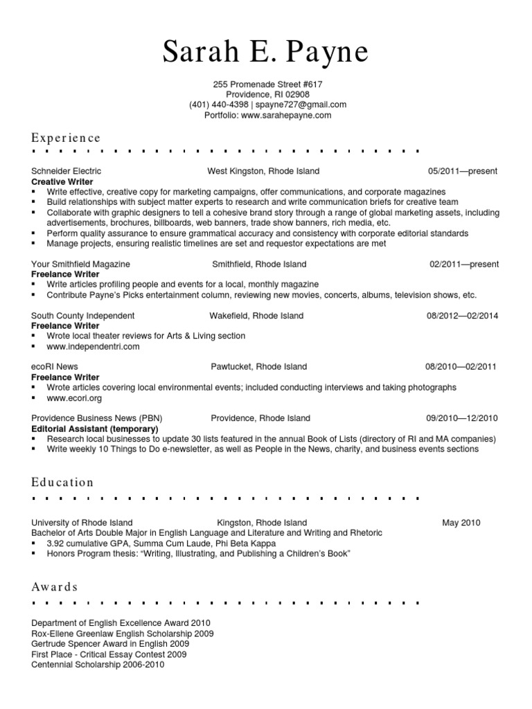Sarah e Payne Resume July2014 | PDF | Mass Media | Communication