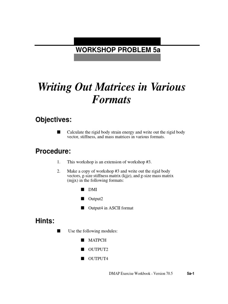 Writing Out Matrices in Various Formats: Workshop Problem 5A | PDF | Matrix (Mathematics ...