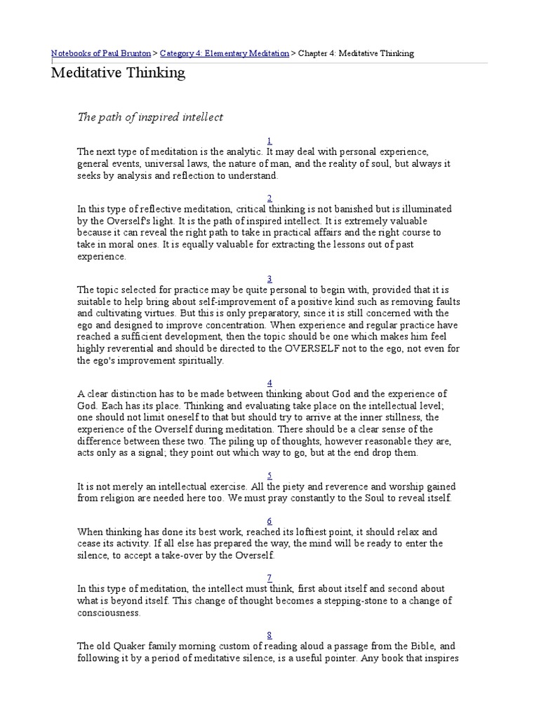4.meditative Thinking - Odt | PDF | Meditation | Thought