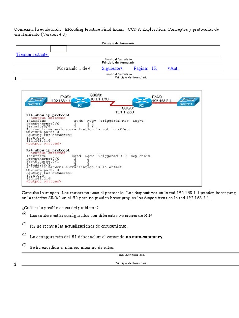 Examen Practico Ccna 2-1 PDF | PDF | Enrutador (Computación) | Protocolos de internet