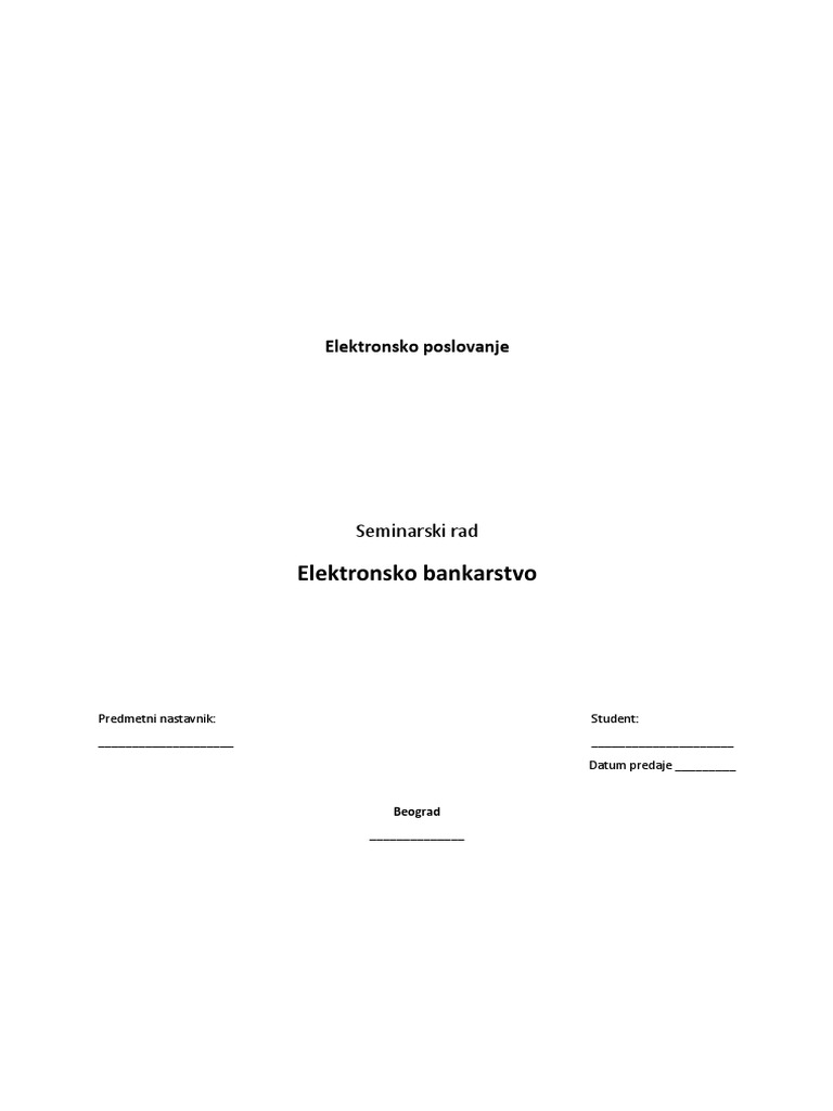 Elektronsko Bankarstvo | PDF | Computers