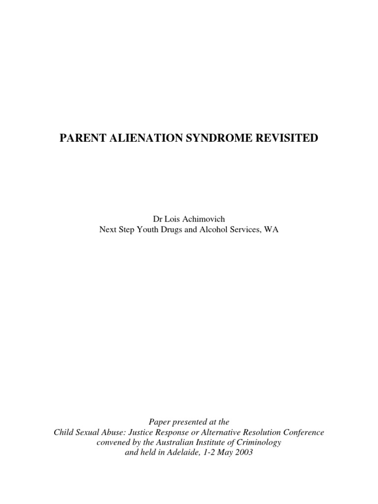 Reassessing Parent Alienation Syndrome | PDF | Child Custody | Child Abuse